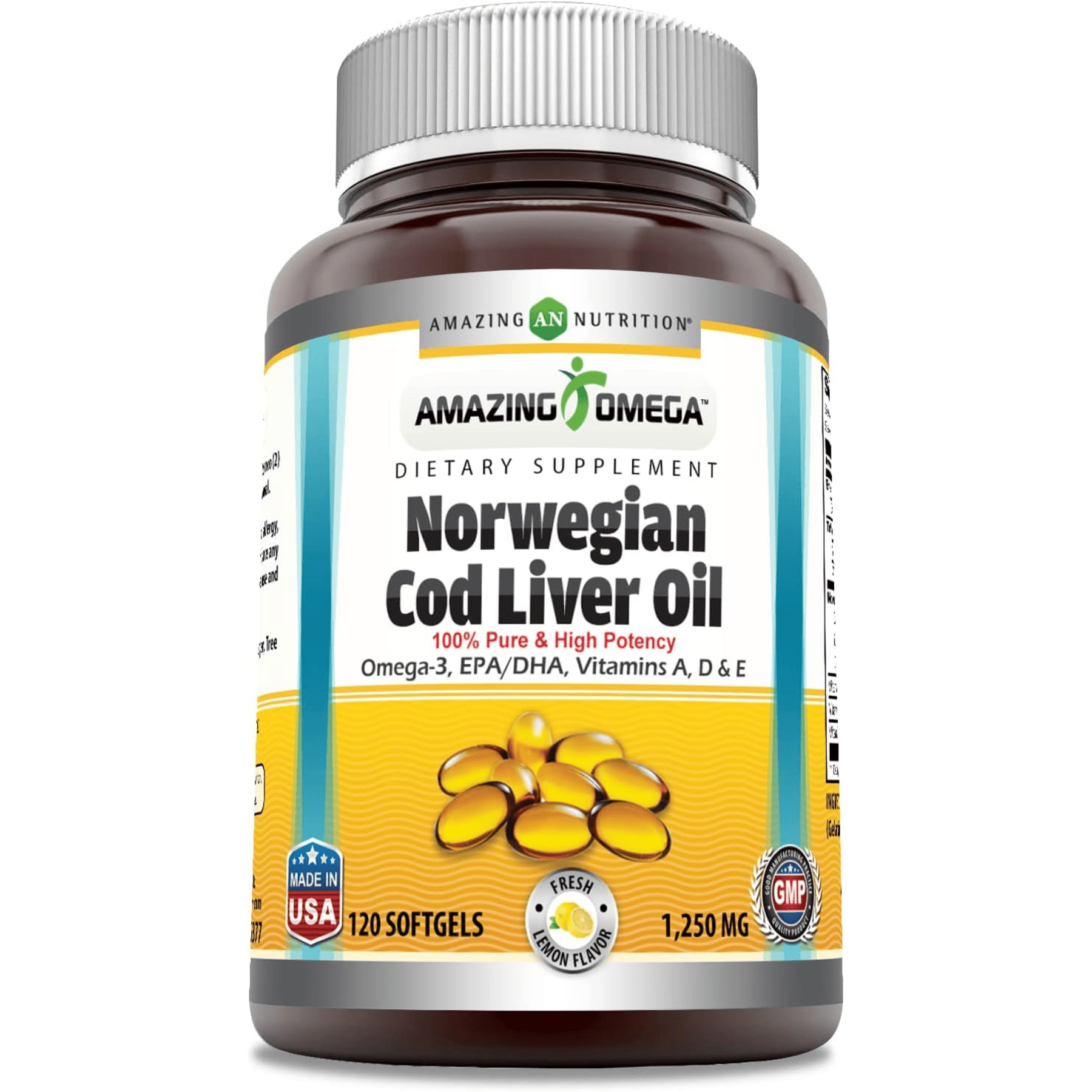 Amazing Omega Norwegian Cod Liver Oil 1250 Mg Softgels Supplement | Om ...
